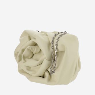 Burberry Womens Rose Nappa Lambskin Clutch With Chain Beige Shoulder Bags