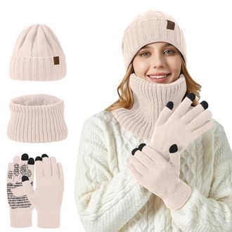 Generic Ensemble tricoté élégant pour hiver composé décharpe et bonnet sans manches accessoire chaud et durable design décontracté adapté aux intempéries (One