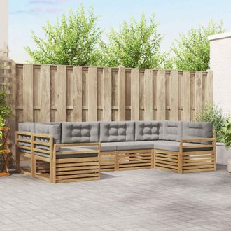 vidaXL Vidaxl Set Di Divani Da Esterno 6 Pz Bianco E Grigio Chiaro