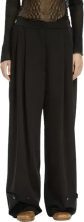 Malloni Femme, Pantalons, Noir, Taille: 36 FR Pantalone pieghe frontali MLO