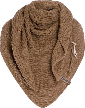 Knit Factory Dreiecksschal Jaida - Damen Strickschal mit Wolle - Hochwertige Qualität - XXL Schal - 190 x 85 cm - Nude