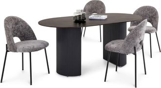 IDIMEX Essgruppe Lisandro Esstisch mit 4 St&uuml;hlen, Dunkelgrau - moderner Esszimmertisch mit Keramik- Platte & Polsterst&uuml;hle mit Stoffbezug, ideal f&uuml;r Esszimme