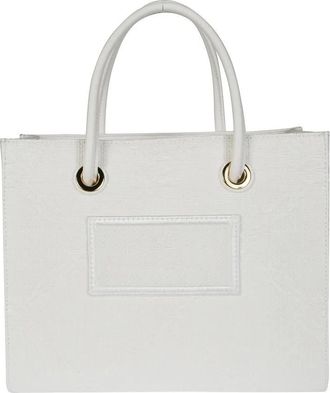Elisabetta Franchi Shopper & Totes - Structured White Raffia Tote Bag With Gold-Tone Ac - Gr. unisize - in Weiß - für Damen