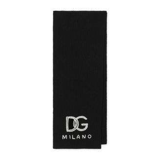 Dolce & Gabbana Schwarzer Logo-bestickter Kaschmirschal - - Accessories - Herren - Schwarzk - ONE SIZE