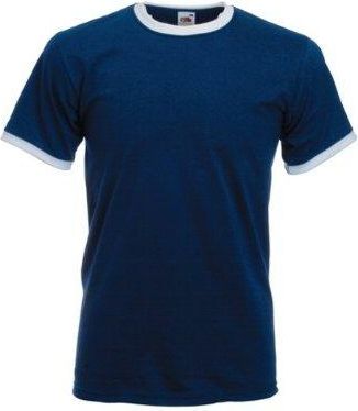 Fruit Of The Loom T-shirt Ringer - Bleu marine/blanc, taille M, bleu, M