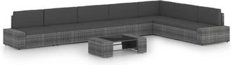 vidaXL vidaXL Salon de jardin 8 pcs avec coussins Gris R&eacute;sine tress&eacute;e