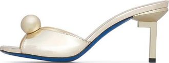 Loriblu Femme, Chaussures, Jaune, Taille: 38 EU Mules en cuir verni ton platine