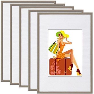 Woltu Lot de 5 Cadre Photo 15x20 cm avec Passe Partout, Cadre et Plaque en Plastique pour D&eacute;coration Murale ou sur Table, &agrave; Poser Horizontalement ou Vertica