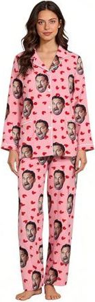 Generic Ensemble de pyjama personnalis&eacute; pour femme avec photo - Impression personnalisable de famille et danimaux domestiques, manches longues en soie de lait