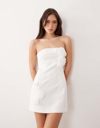 JW PEI Robe bandeau courte et ajust&eacute;e avec corsage appliqu&eacute; effet sculptant - Blanc