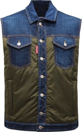 Dsquared2 Homme, Vestes, Vert, Taille: M Sicato Gilet Denim Puffer Vest