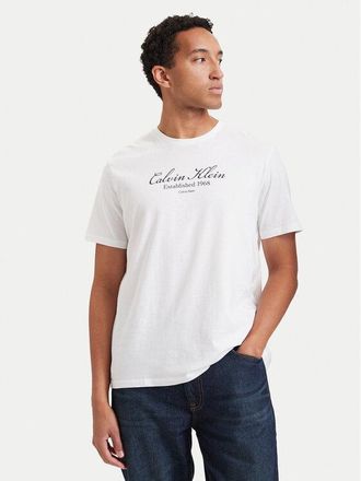 Calvin Klein Jeans T-Shirt Script LV04RH830G Wei&szlig; Regular Fit