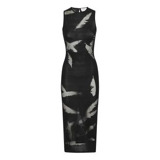 Alexander McQueen Schwarzes Sheath Kleid mit Federdetail - - Dresses - Damen - Schwarzk - L
