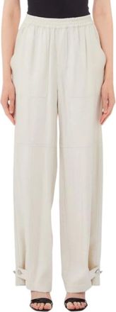 Liu Jo Femme, Pantalons, Beige, Taille: 38 FR Viscose Wide Pantalons