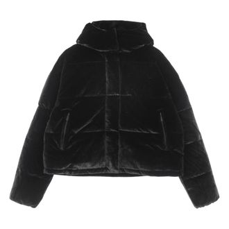 Kappa Schwarze Velours Daunenjacke mit Abnehmbarer Kapuze - - Jackets - Damen - Schwarzk - S