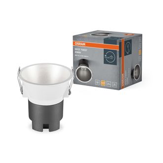 Osram SPOT TWIST Einbau-Downlight, silber, 10W, 800lm, 830 WT, 93mm Durchmesser, warmwei&szlig;e Lichtfarbe, bis zu 90% Energieersparnis im Vergleich zu Halogen-D