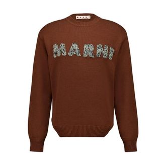 Marni Wool Logo Sweater - - Knitwear - Herren - Braun - M