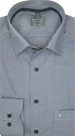 Marvelis Comfort Fit Herren Langarm Businesshemd | Dunkelblau kariert | New Kent Kragen Gr. 46
