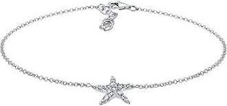 Elli Bracelet de Cheville Elli - Étoile de Mer Maritime Cristaux Chaîne de Pied Femme - (925/1000) Argent
