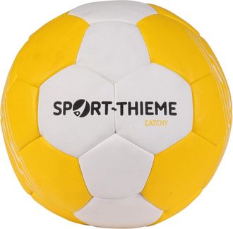 Sport-Thieme Handball Catchy | Trainingsball Indoor | Griffig, weich, Füllung aus recyceltem Fasermaterial, ohne Blase | Gelb Weiß | Polyurethan Oberfläche | Harzf