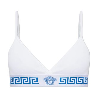 Versace Femme, Sous-v&ecirc;tements, Blanc, Taille: 38 FR Bralette en jersey de coton c&ocirc;tel&eacute;