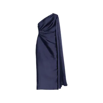 Solace London Femme, Robes, Bleu, Taille: 42 FR Robe Cape Satin Une &Eacute;paule