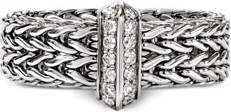 John Hardy Icon Link Bar Sterlingsilber-Ring mit Diamanten
