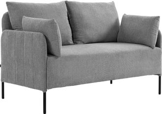 Clp Couch 2-Sitzer bequem Ziden, Sofa gepolstert mit Kissen, Polsterm&ouml;bel bequem bis 300 kg belastbar, Farbe:hellgrau