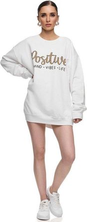 Worldclassca Sweatshirt Worldclassca Oversized Sweatshirt POSITIVE Print Langarm Pullover FREIZEIT SWEATSHIRT POSITIVE MINT VIBES LIFE ANIMAL PRINT