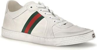 Gucci Mens White Calf Leather Bos Taurus Low Top Sneakers