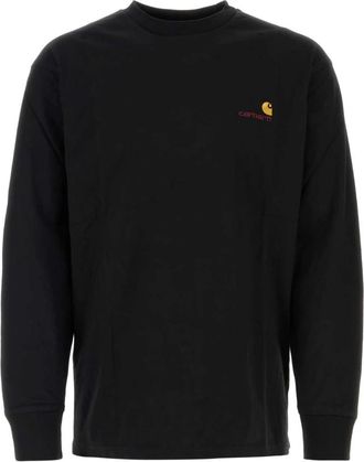 Carhartt Work in Progress Homme, Tops, Noir, Taille: XS T-shirt American Script L/S