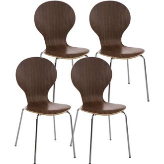 Clp Ensemble de 4 chaises empilables Diego en bois de noyer robuste
