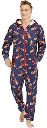 Generic Blouses pour hommes imprim&eacute; fermeture &eacute;clair col en V manches longues sweat &agrave; capuche barboteuse v&ecirc;tements de nuit avec poche Pantoufles d&eacute;contract&eacute;es