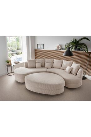 Livetastic Wohnlandschaft, Beige, Textil, 4-Sitzer, Füllung: Schaumstoff, Ottomane links, organische Form, 300x160 cm, Made in EU