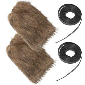 BESTONZON Guêtres en Fausse Fourrure Marron Viking 30 CM Couvre-Bottes Unisexe Sangles Élastiques Accessoires Cosplay Médiévaux pour Halloween et Fêtes Costumée