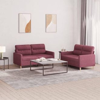 vidaXL Vidaxl - Ensemble de canap&eacute;s 2 pcs avec coussins Rouge bordeaux Tissu