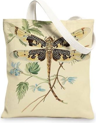 Generic Sacs fourre-tout en toile avec motif floral artistique - Réutilisables - Vintage - Légers et lavables - Pour lextérieur, les voyages, la plage, les pi