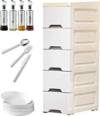 Generico Stehschrank für Bad und WC, Küchen-Organizer mit Rollen, vertikaler Organizer mit 5 Ebenen, mit Schubladen für Schlafzimmer, Wohnzimmer und kommerziel