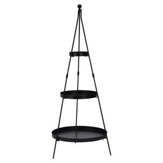 Koopman Deko-Etagere - H 173 cm - Schwarz - Silbergrau - Metall - 3 Etagen