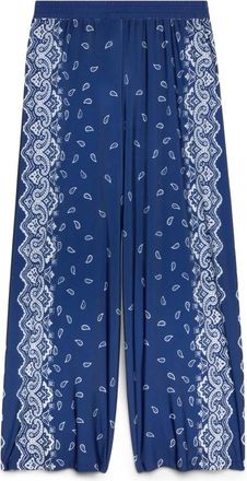 Fiorella Rubino Femme, Pantalons, Bleu, Taille: 42 FR Pantalon Large Imprim&eacute; Bandana