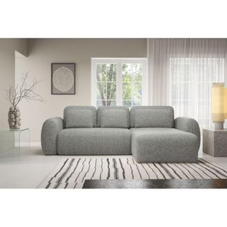 Fun M&ouml;bel Ecksofa Schlafsofa Sofa gaston in Stoff Puente Grau Ottomane Rechts