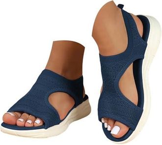 Generic Sandales orthop&eacute;diques pour femme - Coupe large avec soutien de la vo&ucirc;te plantaire - Sandales compens&eacute;es d&eacute;t&eacute; - Plateforme de marche - Chaussures d&eacute;co