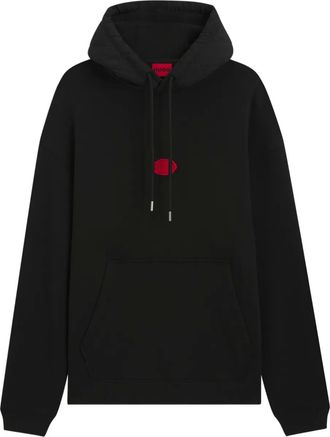 HUGO BOSS hoodie à logo brodé - Noir