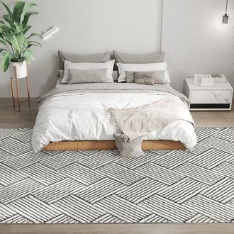 HOMCOM Tapis Salon 230 x 160 cm Tapis &agrave; Poils Courts, Lavable en Machine, hypoallerg&eacute;nique, pour Salon, Chambre &agrave; Coucher, Bureau, Gris Clair
