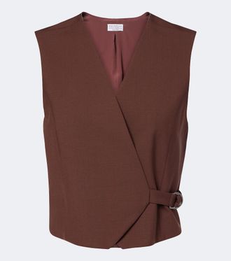Brunello Cucinelli Gilet Monili en laine m&eacute;lang&eacute;e