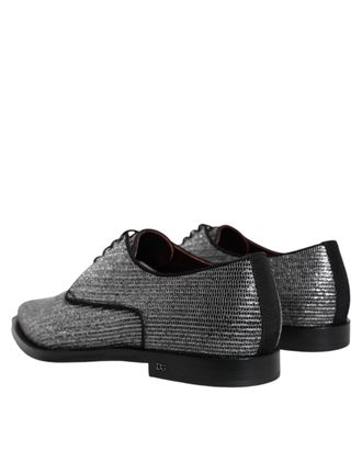 Dolce & Gabbana Mens Silver Polyurethane Derby Formal Dress Shoes Black |