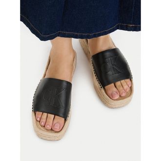 Calvin Klein Espadrilles Calvin Klein Flatf Espa Mule Lth Mg HW0HW03027 Schwarz