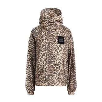 Ganni Femme, Vestes, Multicolore, Taille: 38 FR Veste en nylon &agrave; imprim&eacute; l&eacute;opard