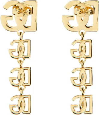 Dolce & Gabbana Womens Dg Logo Long Earrings Gold Silver 925