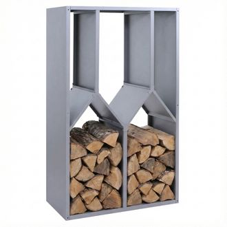 Mendler Brennholzlager HWC-P76, Kamin-/Feuerholzregal Holzlager Holzunterstand Outdoor Metall 160x95x50cm - grau